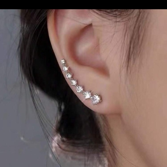 Jewelry | Earringssilver Tone Rhinestone Ear Cuff Rhinestone Stud ...